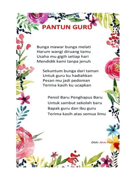 25 Pantun Untuk Guru Yang Menyentuh Hati Dan Berkesan