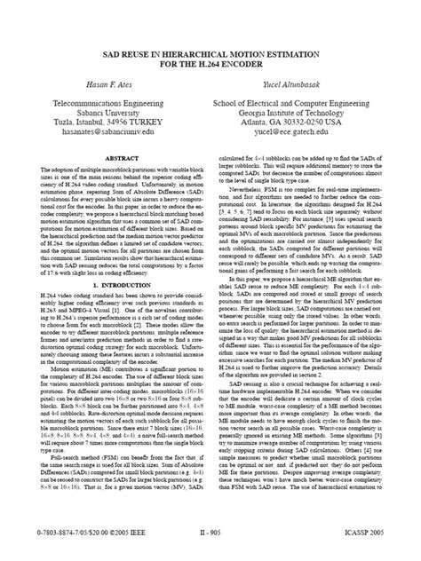 sad reuse in hierarchical motion estimat pdf data compression mathematical optimization