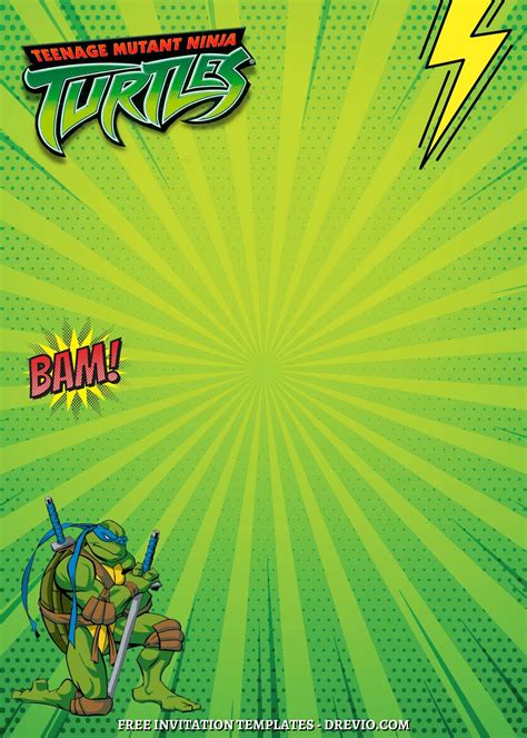 Teenage Mutant Ninja Turtles Canva Birthday Invitation Templates