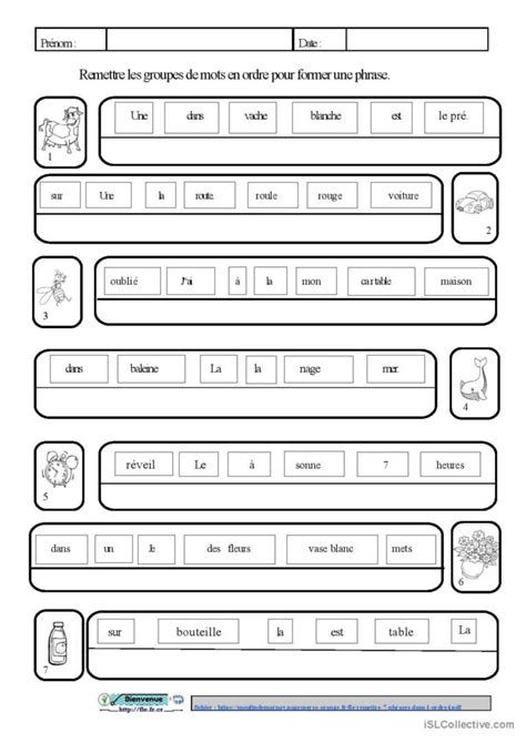 Remettre 7 phrases dans l ordre 4 Français FLE fiches pedagogiques