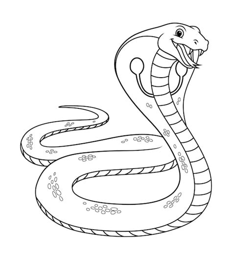 Ilustração animal dos desenhos animados da cobra rei bw Vetor Premium