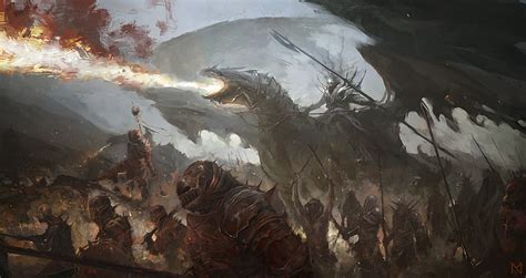 HD Wallpaper Fantasy War Dragon Fire Dead Army Artwork Wallpaper
