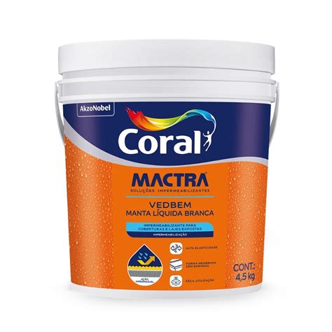 Impermeabilizante Acr Lico Kg Vedbem Manta L Quida Branca Coral