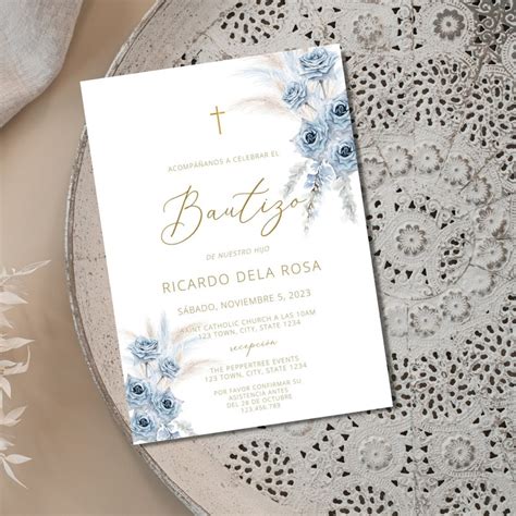 Invitacion de Bautizo Bautizo Invitation In Spanish Etsy México