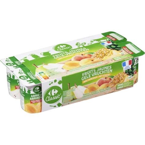 Yaourt fruits jaunes CARREFOUR CLASSIC les 8 pots de 125g à Prix