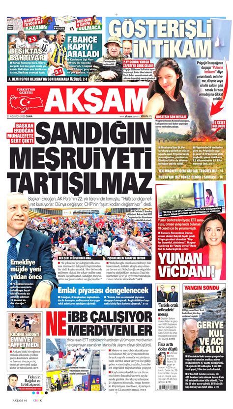 Akşam Gazetesi Akşam Manşet Oku Haberler 25 Ağustos 2023