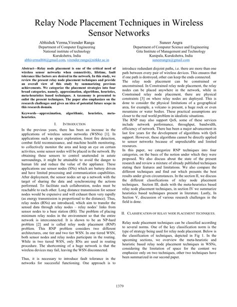 pdf relay node placement techniques in wireless sensor networks