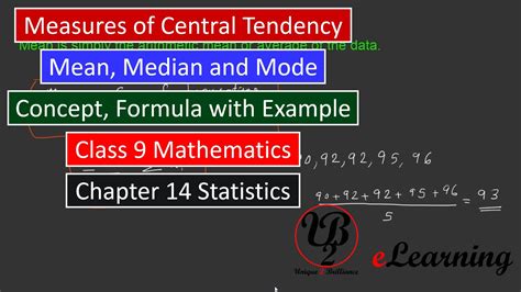 measures of central tendency mean median mode concept formula with examples class 9
