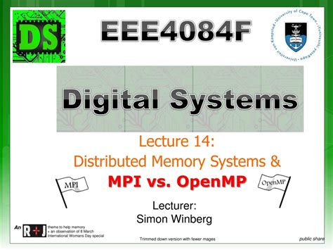 ppt lecture 14 distributed memory systems and mpi vs openmp powerpoint presentation id 8808393