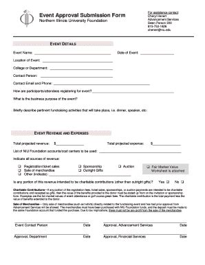 Fillable Online Niufoundation Event Approval Submission Form NIU