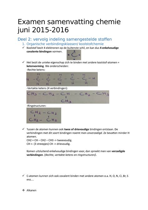 Chemie 1 5361 Samenvatting Examen Samenvatting Chemie Juni 2015
