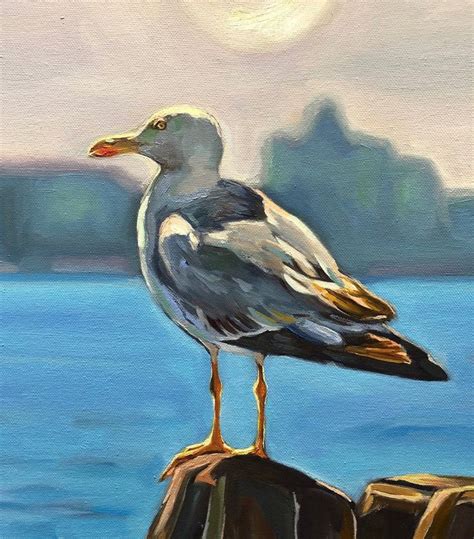 Gull 38 45 5 Cm Oil Painting By Guzel Min Artfinder Oil Painting