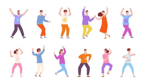 Premium Vector Funny Friends Dancing People Dance Party Woman And Man Excited Person Dancer