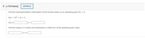 solved find the small perturbation linearization of the