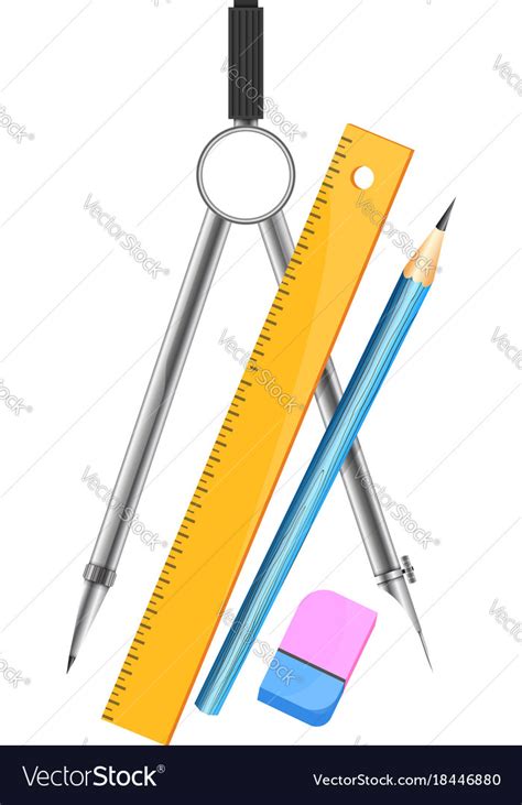 Compasses For Drawing Ruler And Pencil Royalty Free Vector