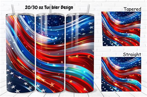 3D Patriotic American Flag Tumbler Wrap Graphic By Regulrcrative