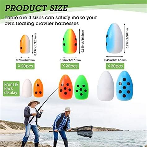 Skylety 60 Pieces Foam Floats Bullet Fishing Foam Snell Floats Fishing