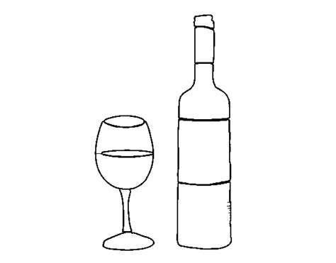 Dibujo De Botella De Vino Y Copa Para Colorear Dibujos Net