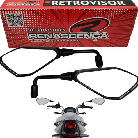 Par Retrovisor Z400 Haste Longa Rebaixado Rosca Honda Titan Fan 150 160