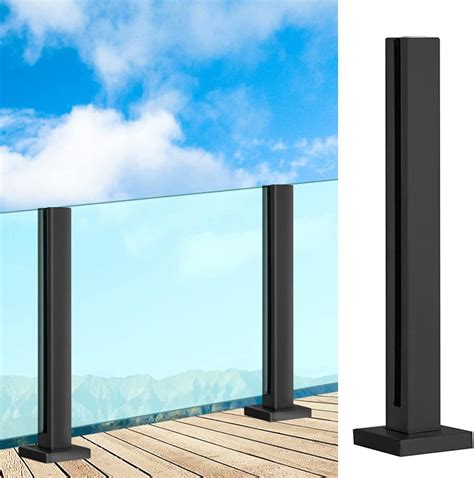 Glas Geländerpfosten Pfosten mit Schwarzen Quadratischen Glasplatten