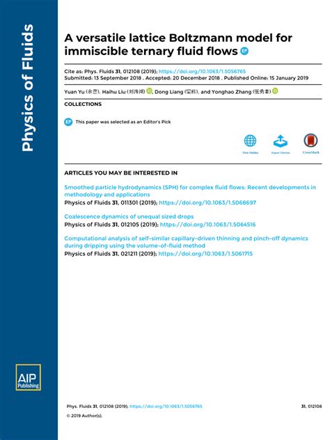 pdf a versatile lattice boltzmann model for immiscible ternary fluid flows