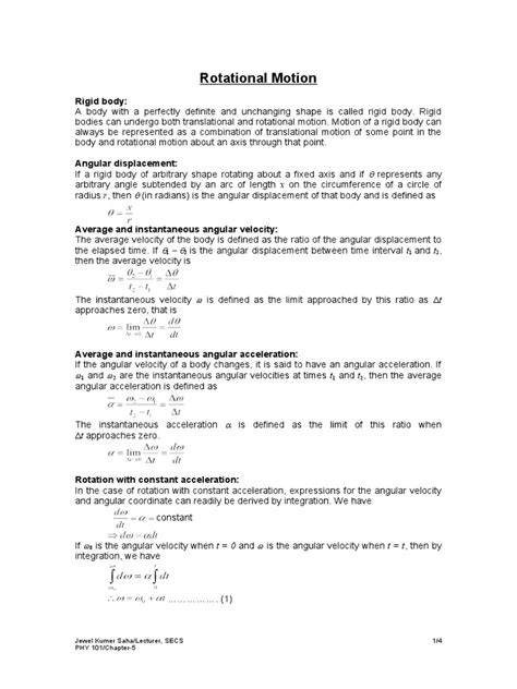 rotational motion pdf rotation around a fixed axis acceleration