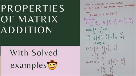 properties of matrix addition matrices youtube
