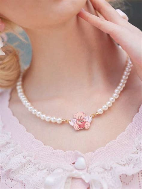 Kawaii Collar Con Dise O De Ala Accesorio De Oso De Dibujos Animados