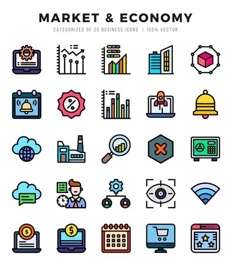 Premium Vector Set Of Market Economy Lineal Color Icons Pack