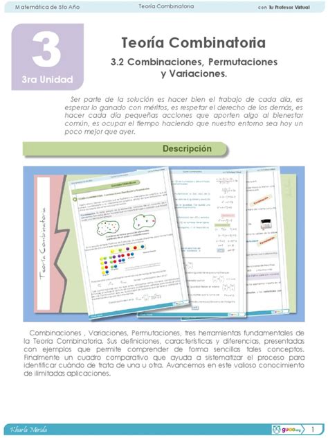 teoría combinatoria combinaciones permutaciones y variaciones 0 pdf combinatoria
