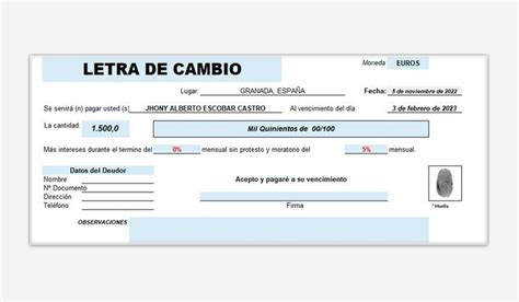 Letra De Cambio Letra De Cambio Letras Cambio