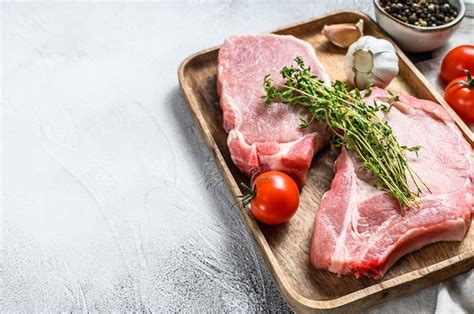 Premium Photo Raw Pork Loin Steak Organic Meat