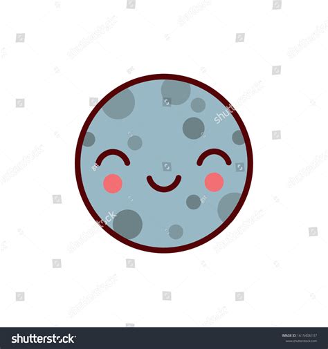 Cute Moon Kawaii Comic Character Icon Stock Vector Royalty Free