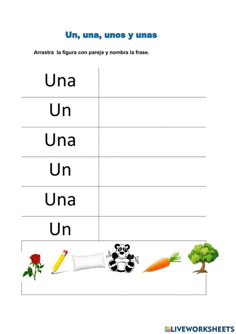 Un Una Unos Unas Worksheet School Subjects Worksheets Primer