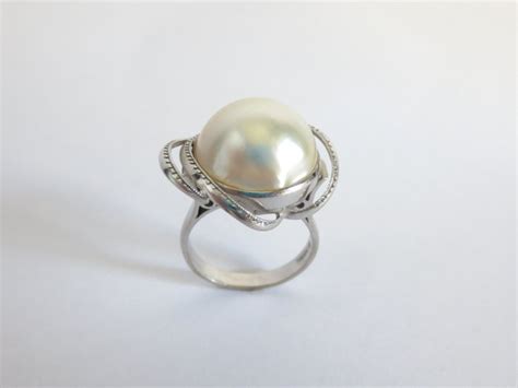 14 Carati Oro Bianco Anello Perla Dei Mari Del Sud Mabe Catawiki