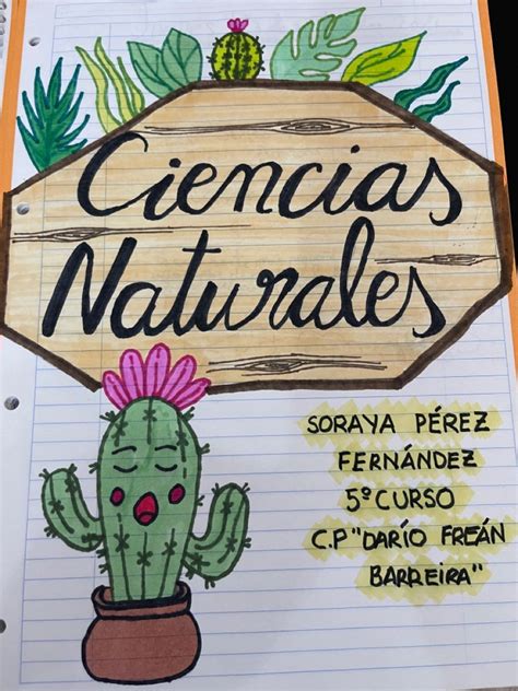 Portada Libreta Primaria Ciencias Naturales Kathleen Lettering