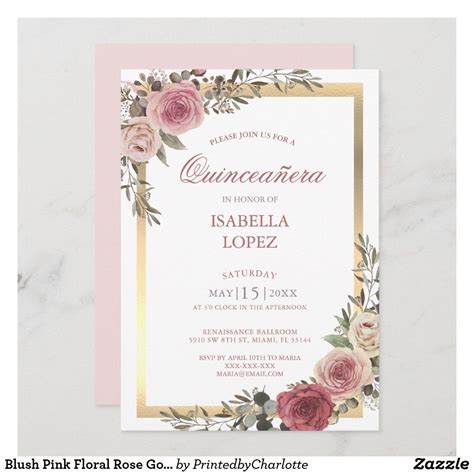 White And Gold Rose Floral Quinceanera Invitation Zazzle Artofit