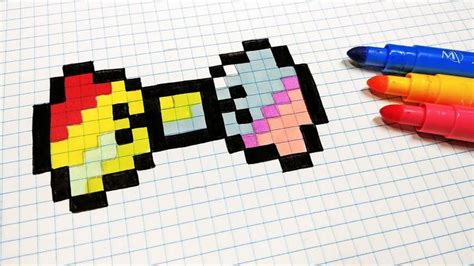 Pixel Art Hecho a mano Cómo dibujar un Lazo Arco iris Dibujos en