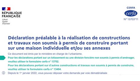 Cerfa 13703 11 déclaration préalable pour une maison individuelle