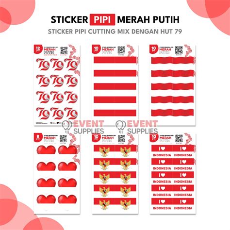Jual Paket Lengkap Sticker Pipi Bendera Merah Putih Sticker Pipi Hut