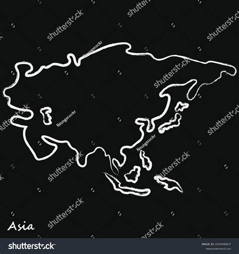 Doodle Drawing Asia Continent Map Outline เวกเตอรสตอก ปลอดคา