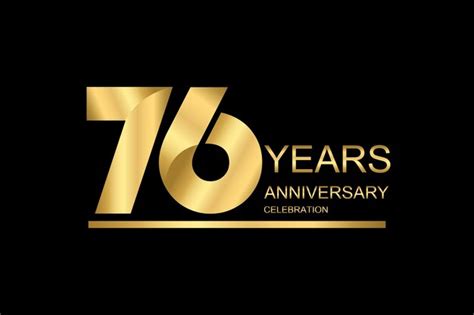 Plantilla de banner vectorial de aniversario de 76 años icono dorado