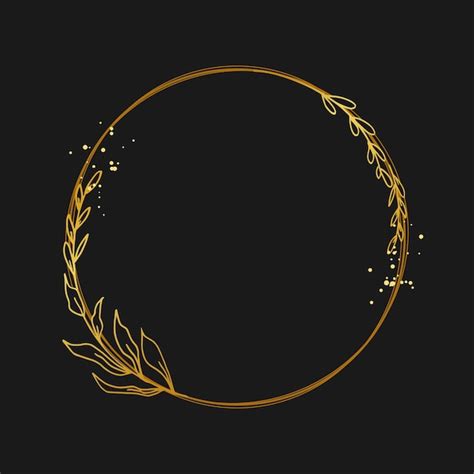 Frontera floral del círculo de oro en un fondo negro Vector Premium