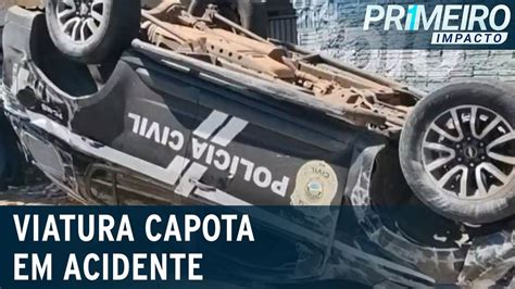 Viatura Policial Capota Em Avenida Movimentada De Campo Grande Ms