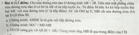 Bài 4 3 5 điểm Cho nửa đường tròn tâm O đường kính AB 2R Trên