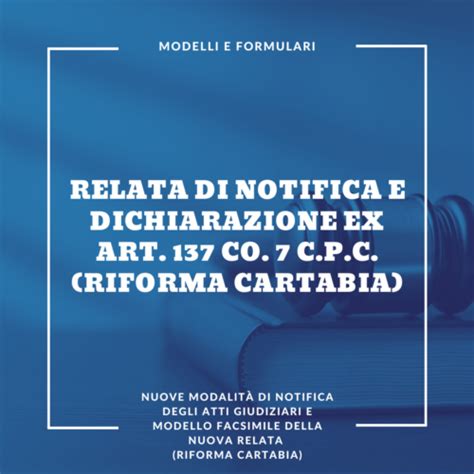 Relata Di Notifica Riforma Cartabia Modello Fac Simile
