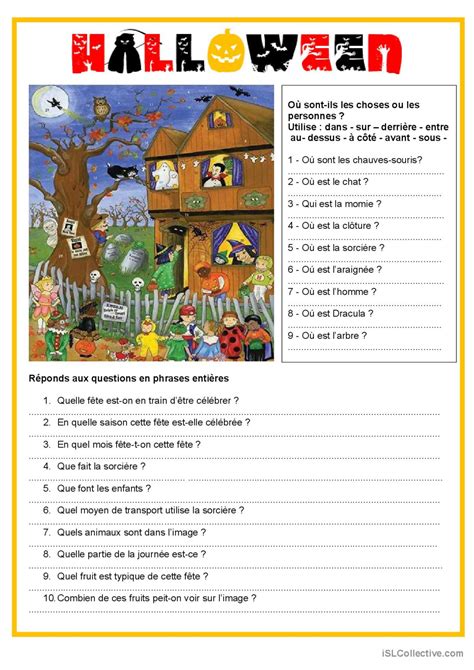 Description image Halloween Français FLE fiches pedagogiques pdf doc