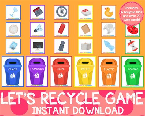 Let S Recycle Game Recycle Sorting Game Waste Sorting Activity Etsy