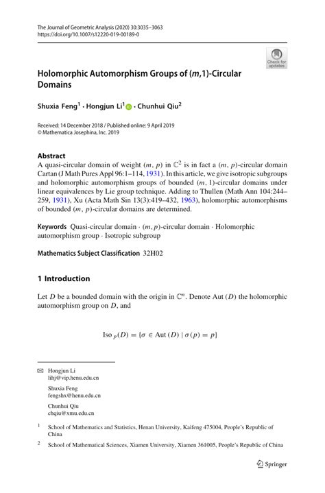 pdf holomorphic automorphism groups of m 1 circular domains