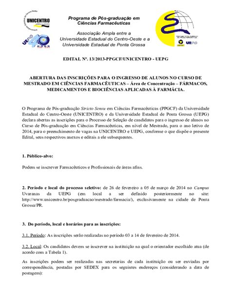 Preenchível Disponível PROGRAMA DE PS GRADUAO STRICTO SENSU EM CINCIAS